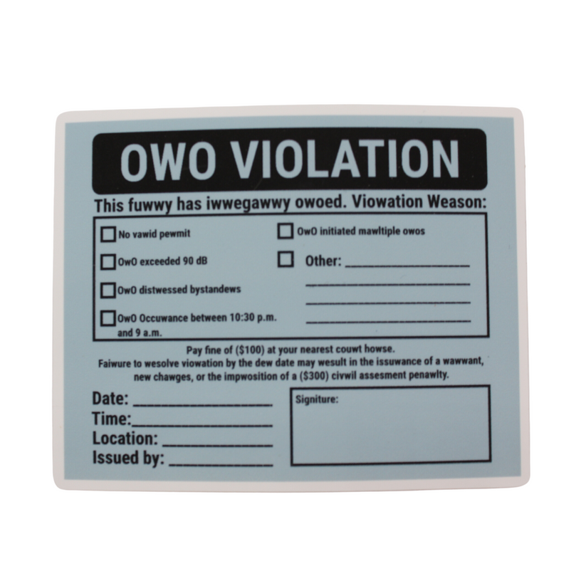 OWO Violation Sticker (3.25" x 2.5") – AMI